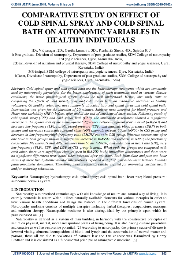 (PDF) COMPARATIVE STUDY ON EFFECT OF COLD SPINAL SPRAY AND COLD SPINAL ...