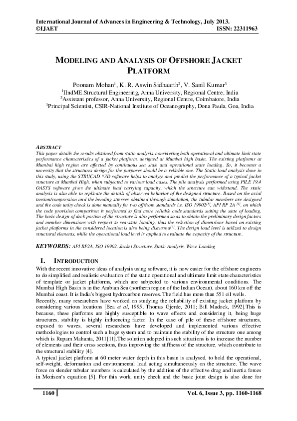 (PDF) MODELING AND ANALYSIS OF OFFSHORE JACKET PLATFORM
