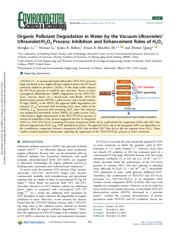 (PDF) Organic Pollutant Degradation in Water by the Vacuum-Ultraviolet ...