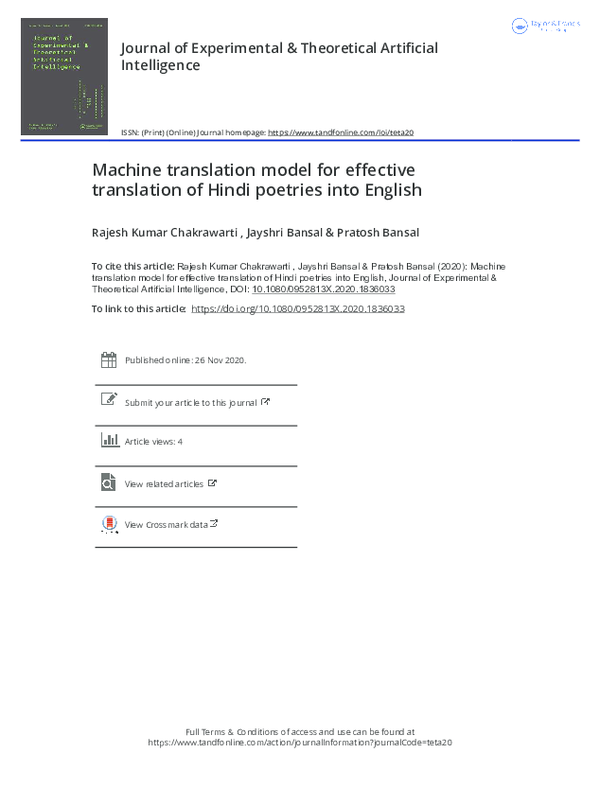 (PDF) Machine translation model for effective translation of Hindi ...