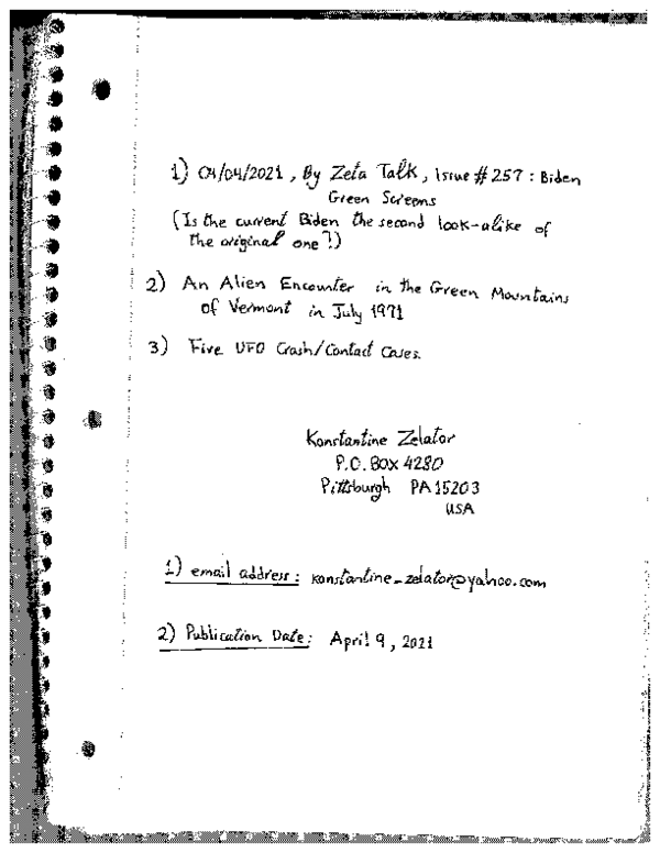 (PDF) 1)04/04/2021 , By Zeta Talk , Issue#257: Biden Green Screens(Is ...