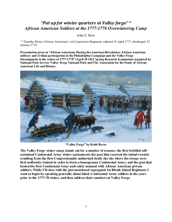 (PDF) "Put up for winter quarters at Valley forge" * African American ...