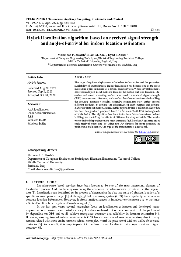 (PDF) Hybrid localization algorithm based on received signal strength ...