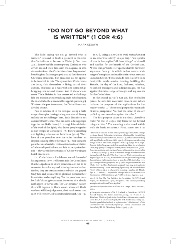 (PDF) "DO NOT GO BEYOND WHAT IS WRITTEN" (1 COR 4:6) "DO NOT GO BEYOND ...
