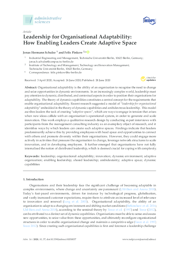 (PDF) Leadership for Organisational Adaptability: How Enabling Leaders ...