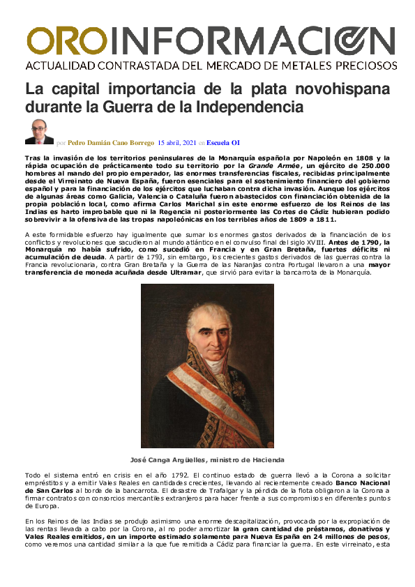 (PDF) La capital importancia de la plata novohispana durante la Guerra ...