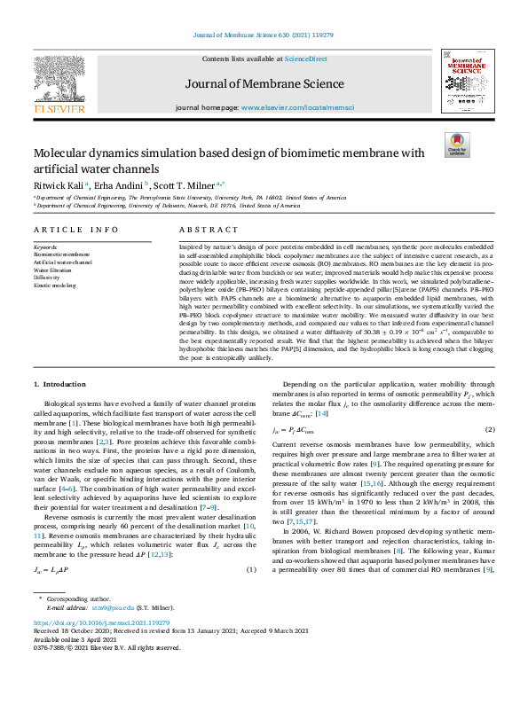 (PDF) Molecular dynamics simulation based design of biomimetic membrane ...