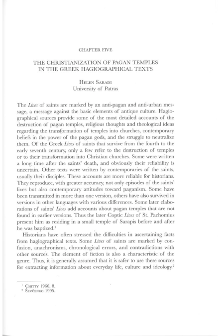 (PDF) THE CHRISTIANIZATION OF PAGAN TEMPLES IN THE GREEK HAGIOGRAPHICAL ...