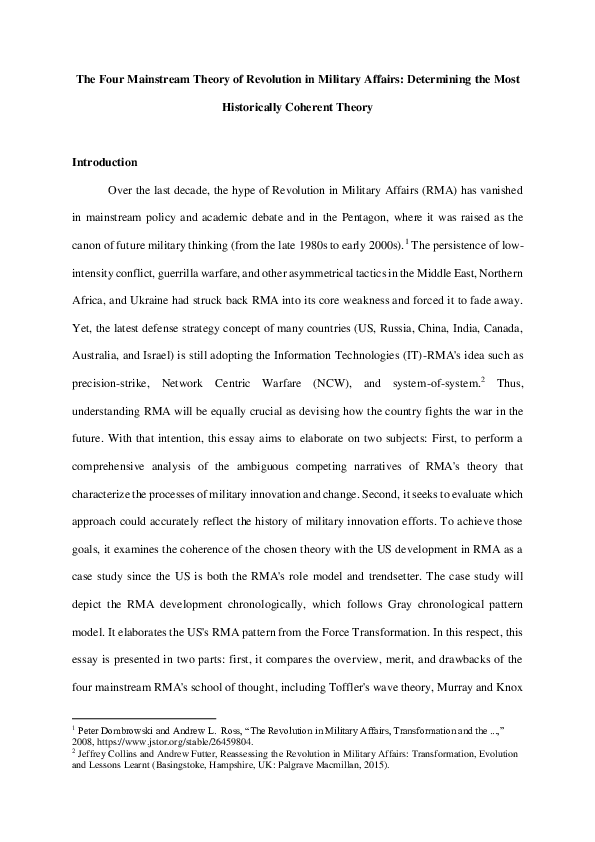 (PDF) The Four Mainstream Theory of Revolution in Military Affairs ...
