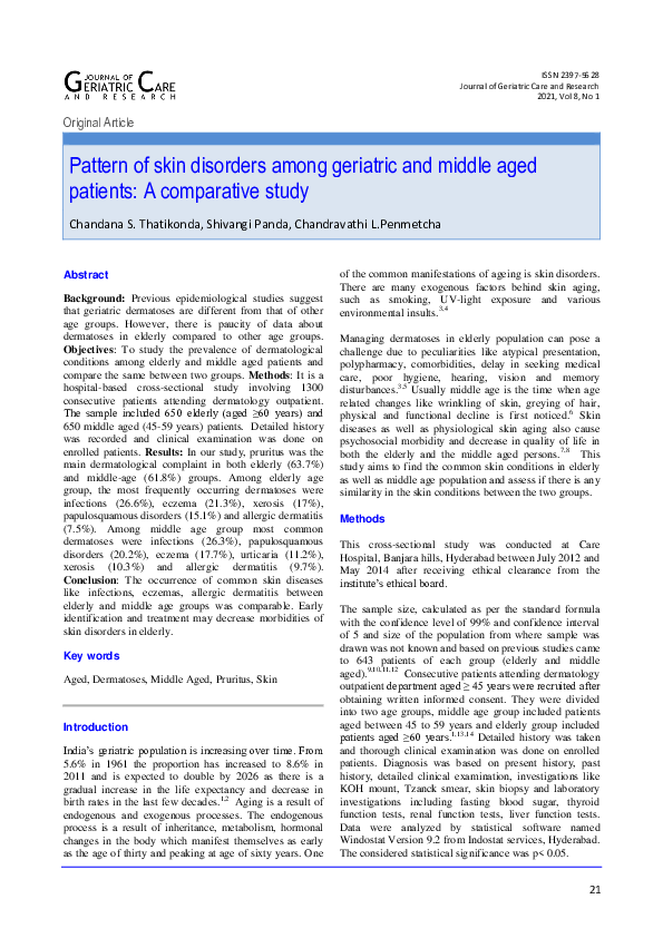 (PDF) Pattern of skin disorders among geriatric and middle aged ...
