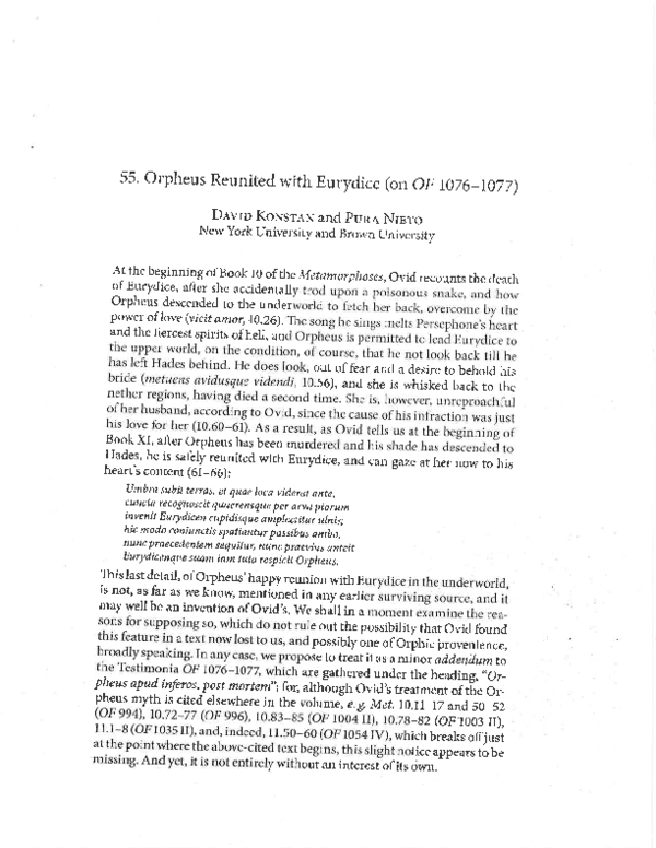 (PDF) “Orpheus Reunited with Eurydice (on OF 1076–1077) “, in Tracing ...