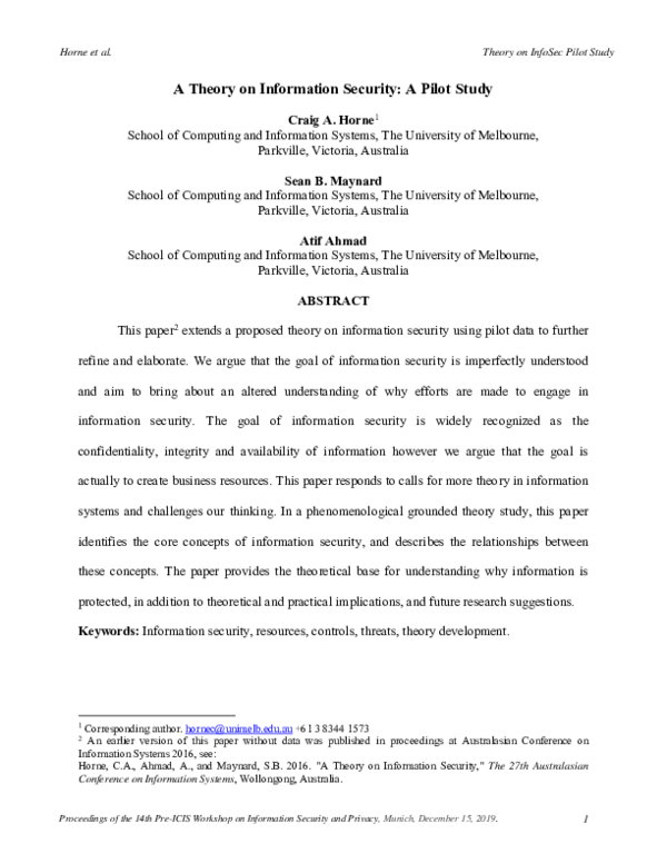 (PDF) A Theory on Information Security