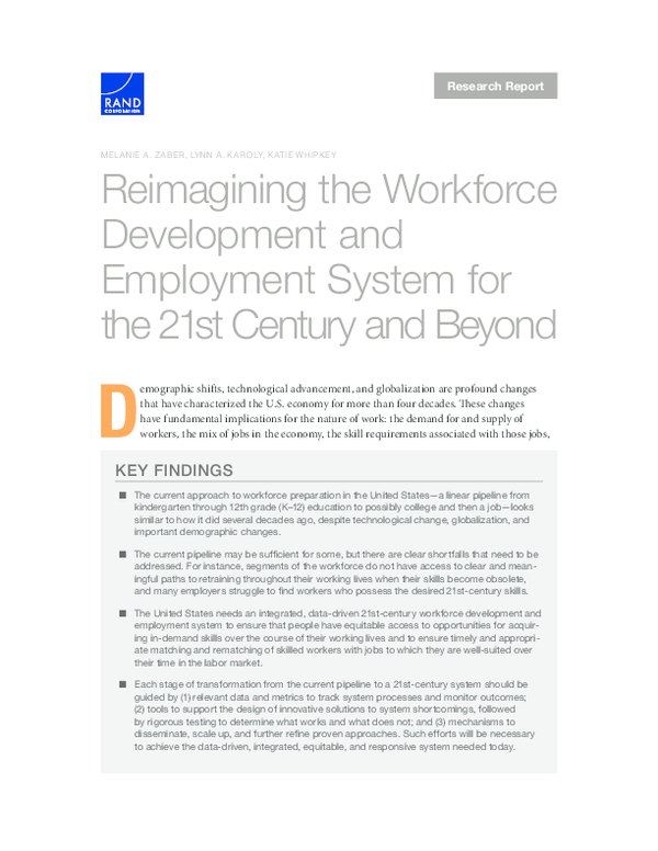 (PDF) Reimagining the Workforce Development and Employment System for the 21st Century and Beyond