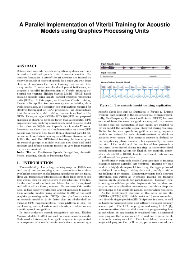 (PDF) A parallel implementation of Viterbi training for acoustic models using graphics ...