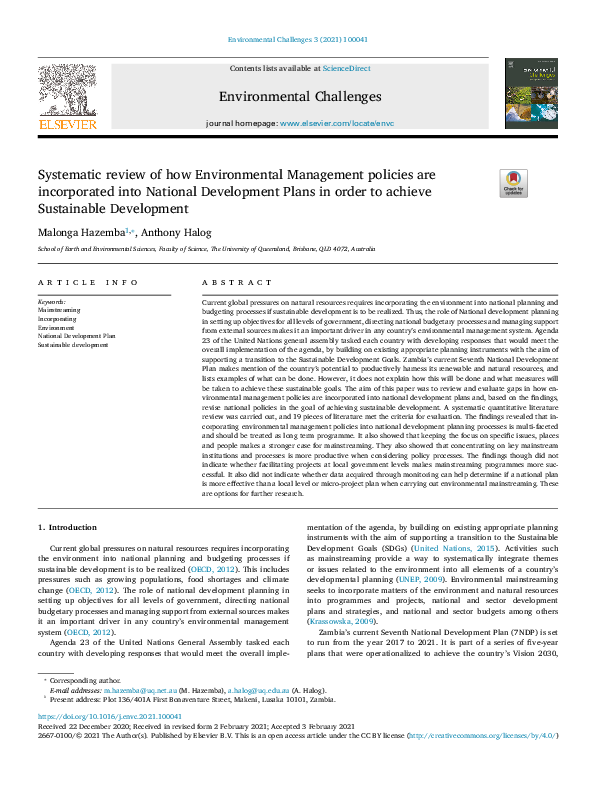 (PDF) Systematic review of how Environmental Management policies are ...