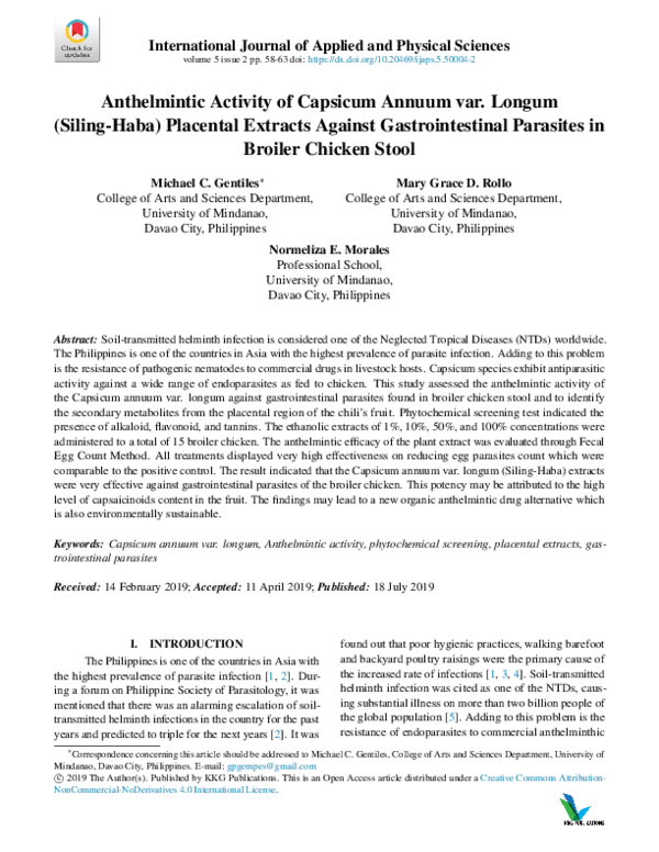 (PDF) Anthelmintic Activity of Capsicum Annuum var. Longum (Siling-Haba ...