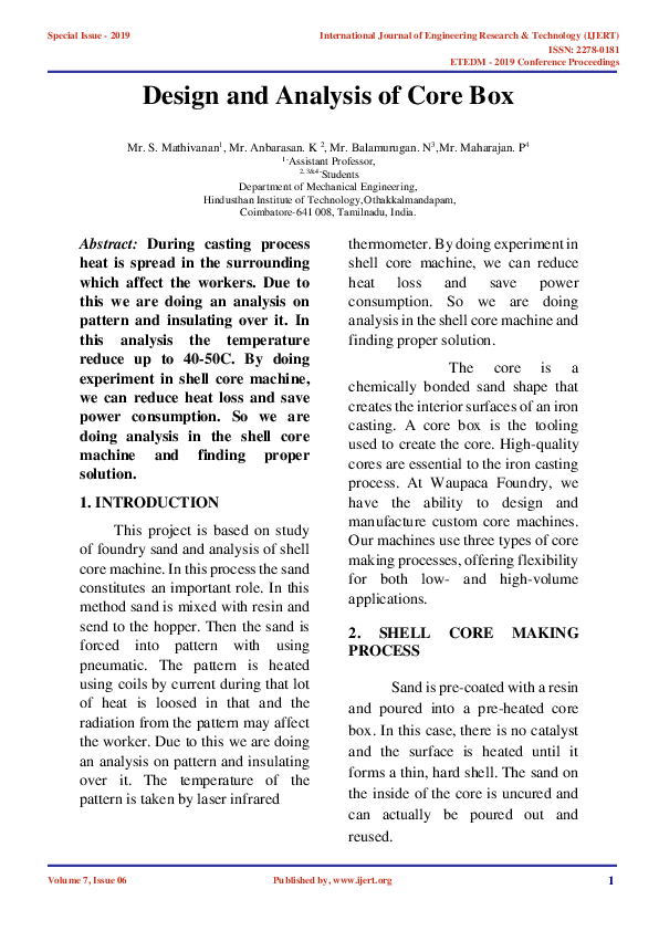 Pdf Ijert Design And Analysis Of Core Box