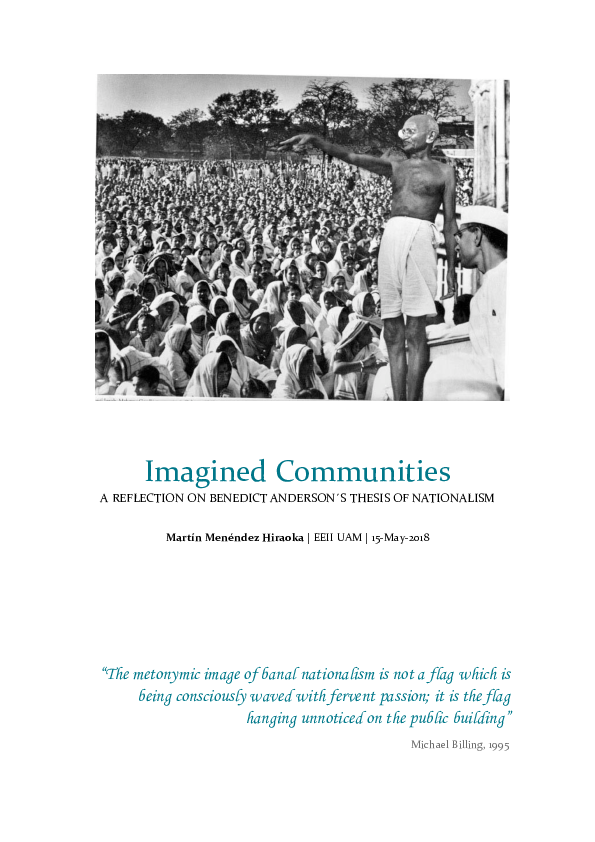 (PDF) Imagined Communities A REFLECTION ON BENEDICT ANDERSON´S THESIS OF NATIONALISM