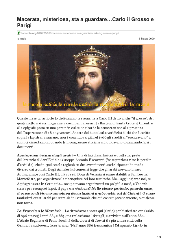 (PDF) Macerata, misteriosa, sta a guardare…Carlo il Grosso e Parigi