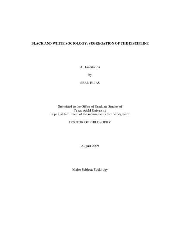 (PDF) Black and White Sociology: Segregation of the Discipline