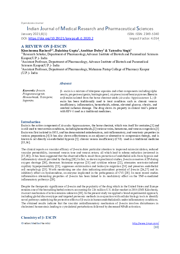 (PDF) A REVIEW ON β-ESCIN