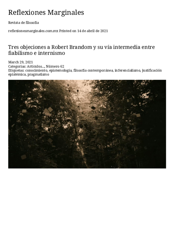 (PDF) Tres objeciones a Robert Brandom