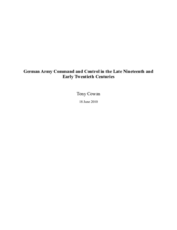 (PDF) German Army Command and Control in the Late Nineteenth and Early ...