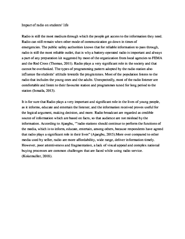 (PDF) Impact of radio on students' life