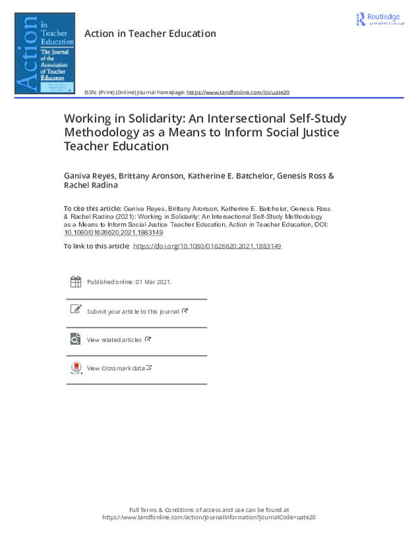 (PDF) Working in Solidarity: An Intersectional Self-Study Methodology ...