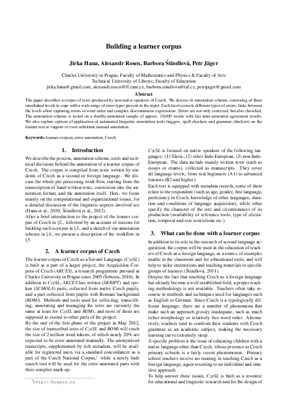 (PDF) Building a learner corpus