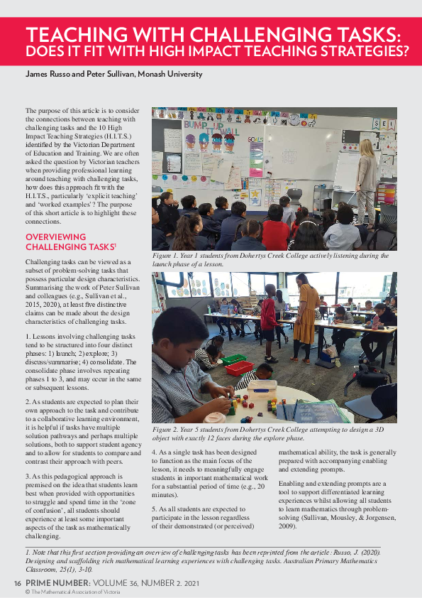 (PDF) Teaching with challenging tasks: Does it fit with high impact ...