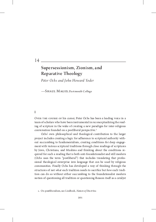 (PDF) Shaul Magid - Supersessionism, Zionism, and Reparative Theology ...
