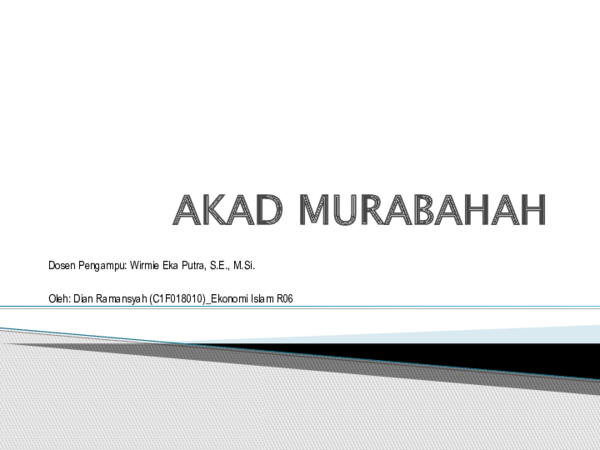 (PPT) PPT Akad Murabahah | Dian Ramansyah - Academia.edu