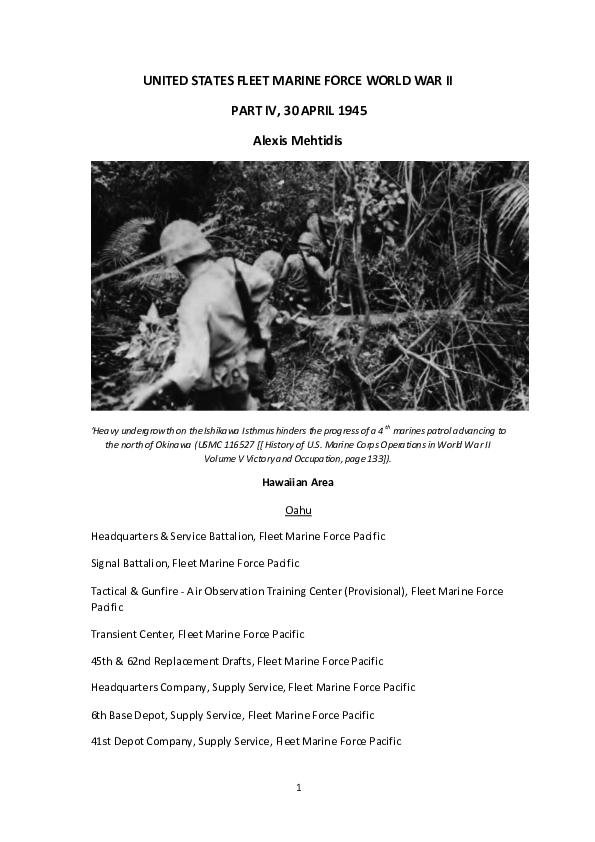 (PDF) United States Fleet Marine Force in World War II Part IV, 30 ...