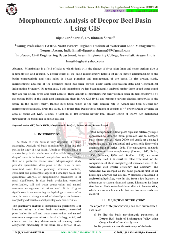 (PDF) Morphometric Analysis of Deepor Beel Basin Using GIS