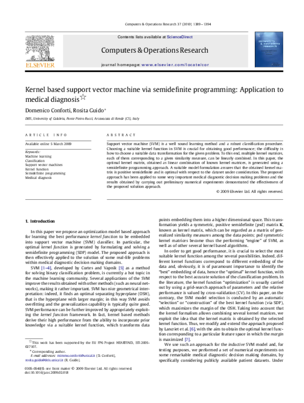 (PDF) Kernel-based Support Vector Machine classifiers for early ...