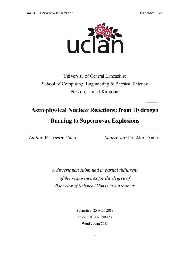 (PDF) AA3050 Astronomy Dissertation Astrophysical Nuclear Reactions ...