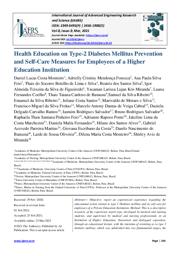 (PDF) Health Education on Type-2 Diabetes Mellitus Prevention and Self ...