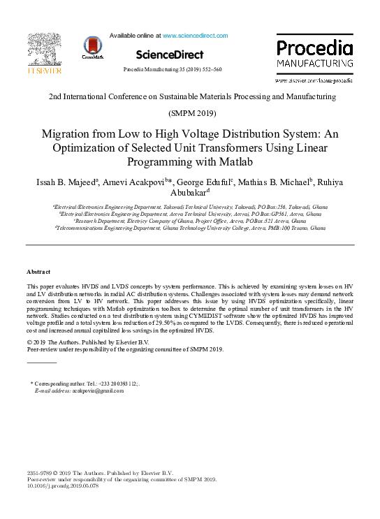 (PDF) Migration from Low to High Voltage Distribution System: An ...