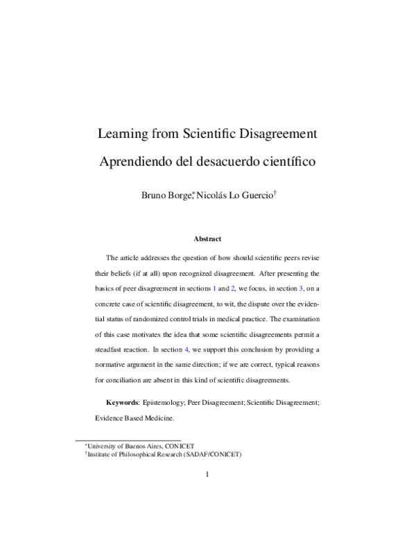 (PDF) Learning from Scientific Disagreement