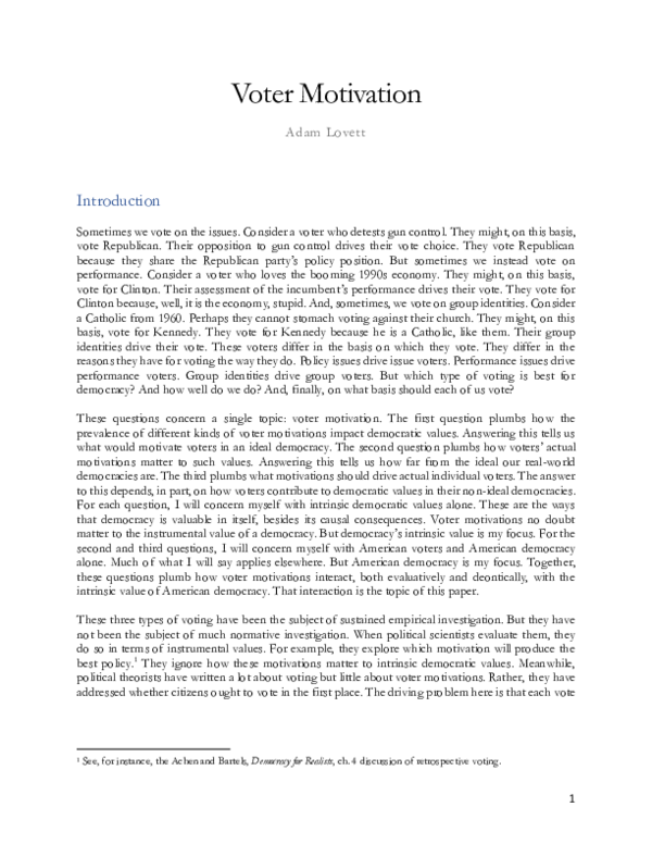 (PDF) Voter Motivation