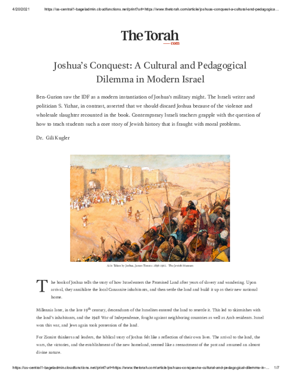 (PDF) Kugler, Joshua’s Conquest - A Cultural and Pedagogical Dilemma in ...