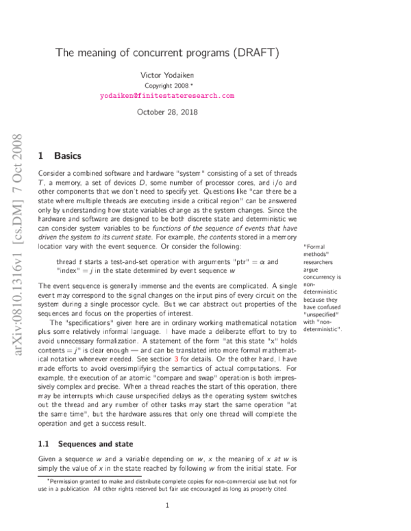 (PDF) The meaning of concurrent programs