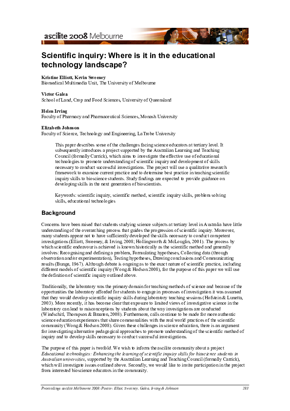 (PDF) Scientific inquiry: Where is it in the educational technology ...