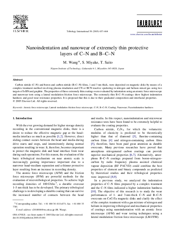(PDF) Nanoindentation and nanowear of extremely thin protective layers ...