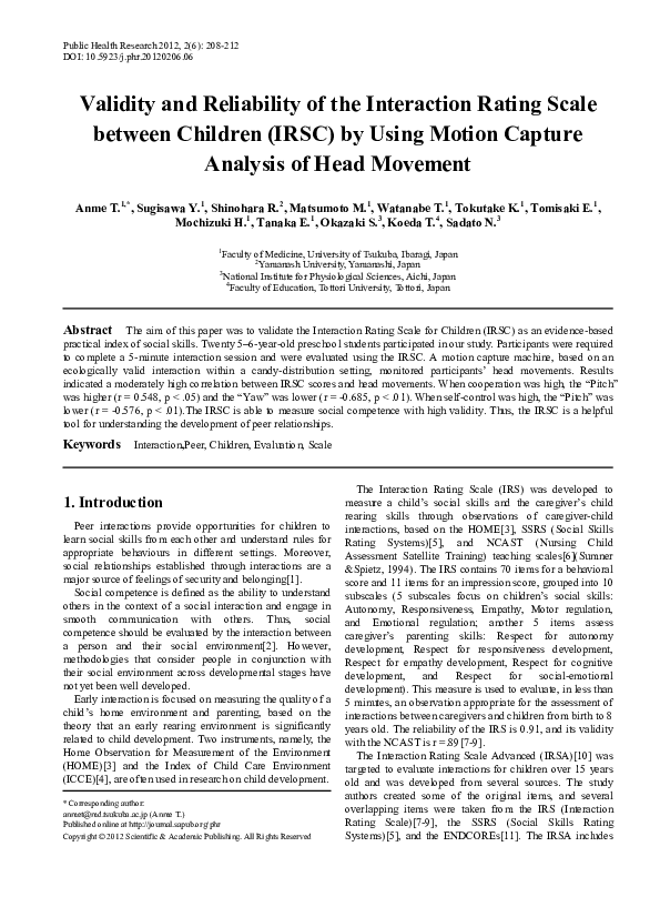 (PDF) Validity and Reliability of the Interaction Rating Scale between ...