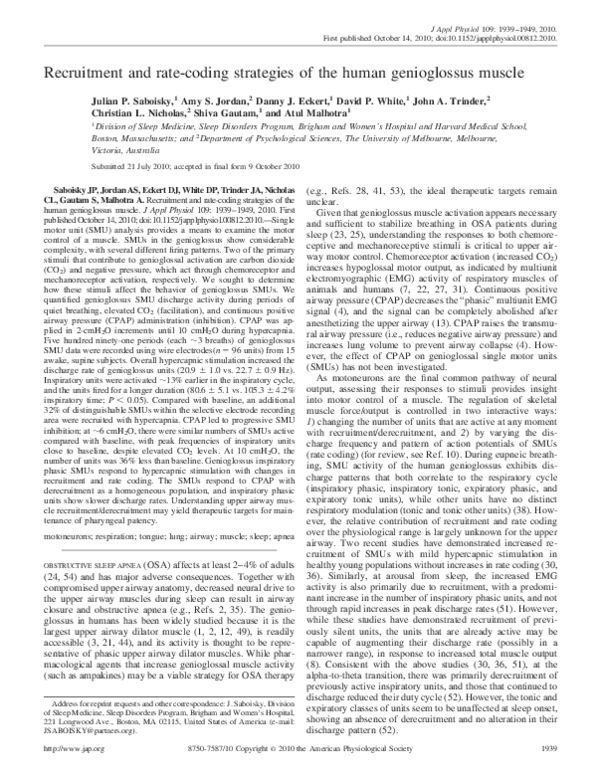 (PDF) Recruitment and rate-coding strategies of the human genioglossus ...