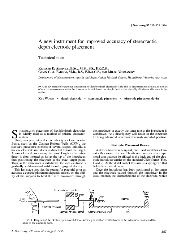 (PDF) A new instrument for improved accuracy of stereotactic depth ...