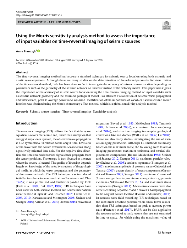 (PDF) Using the Morris sensitivity analysis method to assess the ...
