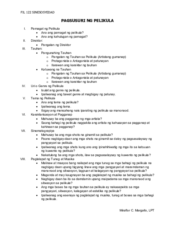 Pagsusuri Ng Pelikula